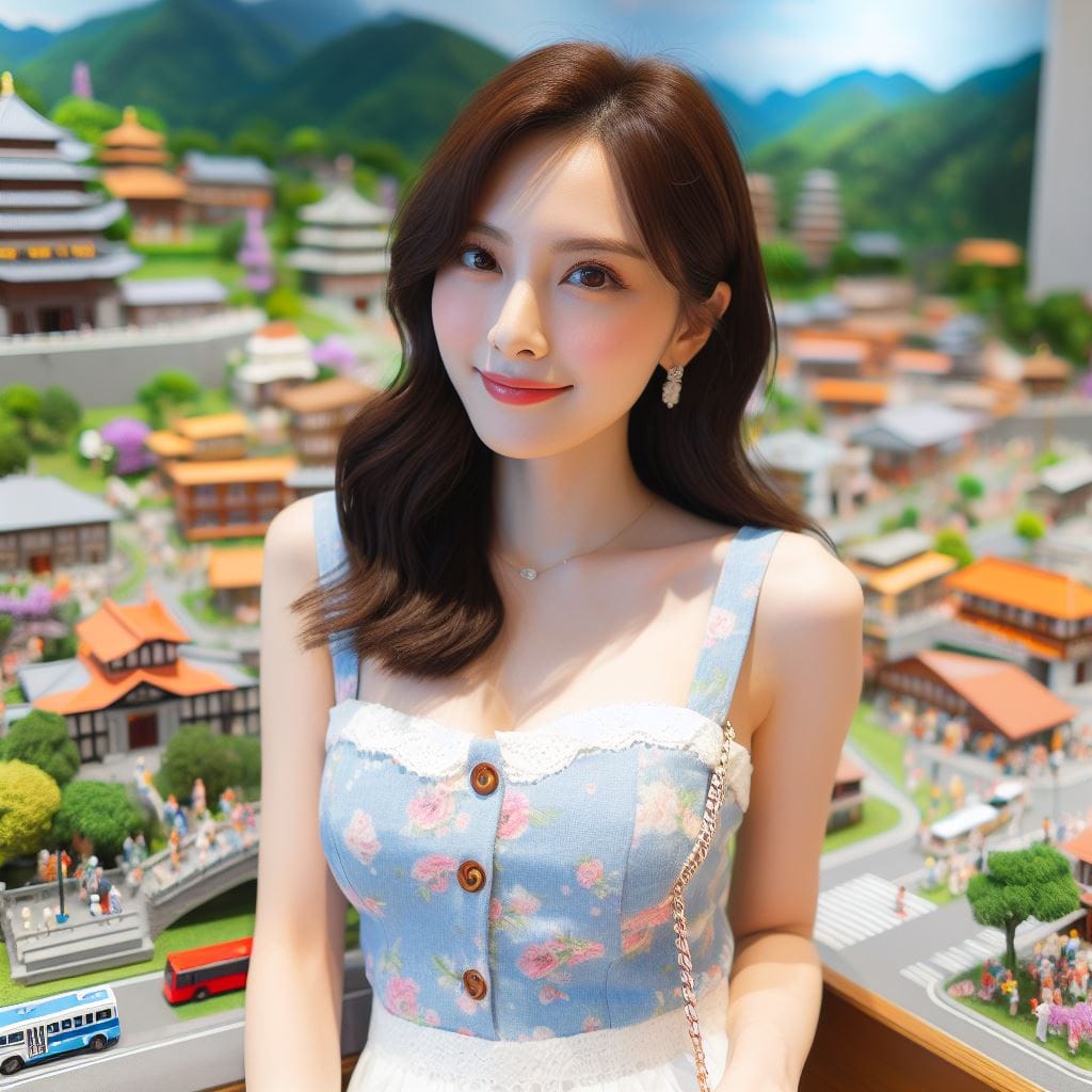 The girl came to visit the miniature model exhibition and the world ...